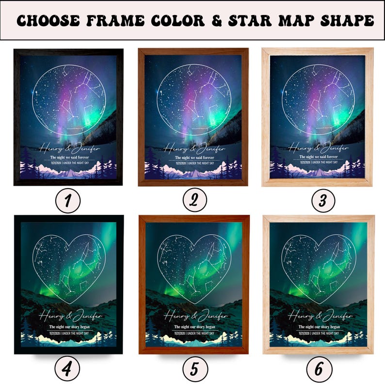 Custom Constellation Star Map Frame,star Map by Date,night Sky Frame ...