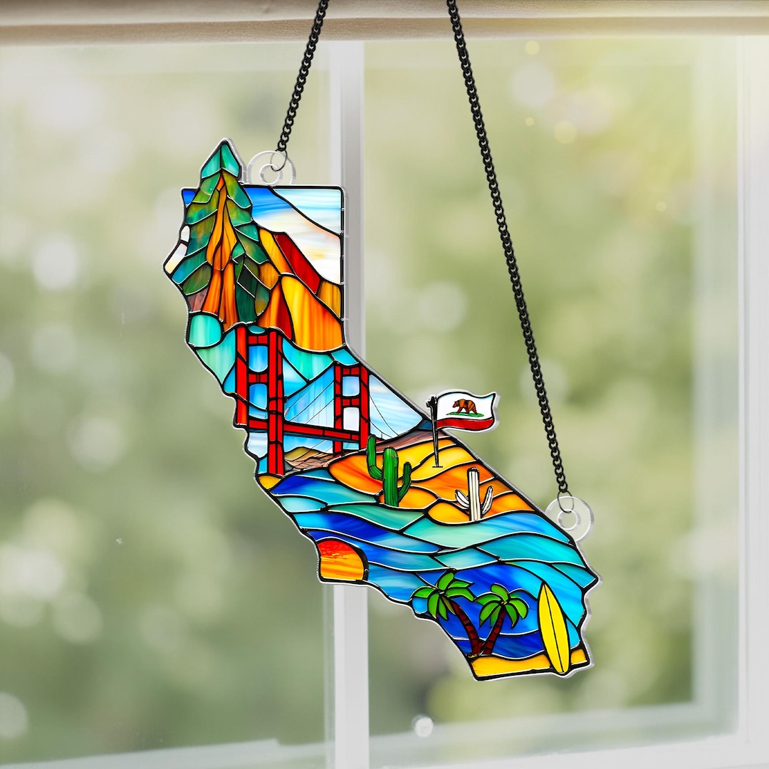 California Country Map Acrylic Suncatcher,california Travel Suncatcher ...