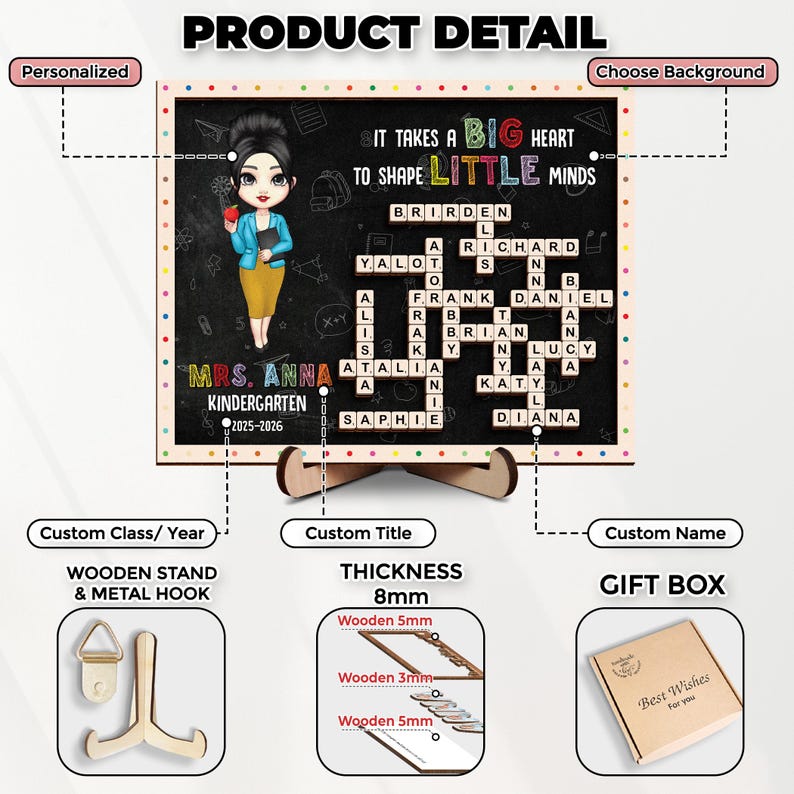 Teacher Appreciation Scrabble Frame, Students Names Sign, Classroom ...