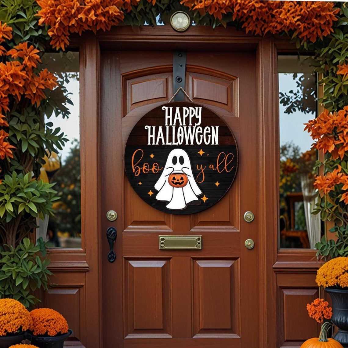 Custom Halloween Front Door Decor,halloween Door Hanger,ghost Door Sign ...