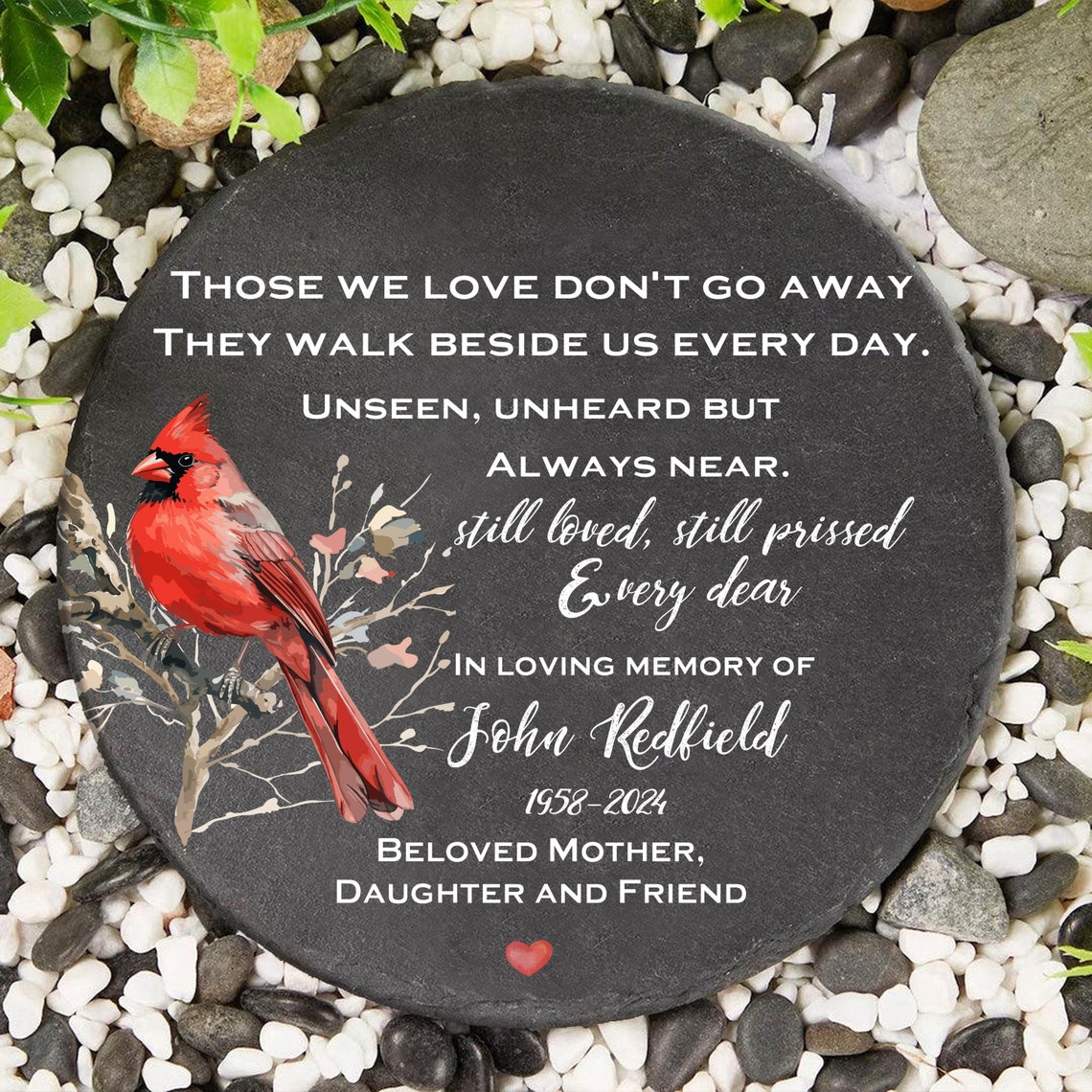 Dad Memorial Stone, Cardinal Memorial Garden Stone, Sympathy Gift for ...
