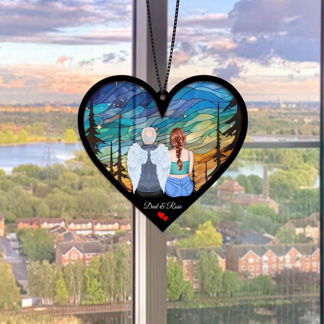 Loss of Dad Sympathy Suncatcher, Father and Daughter, Family Suncatcher ...