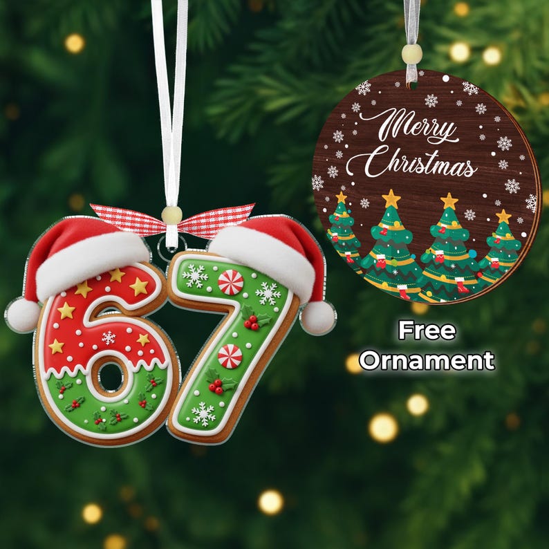 Personalized 67 Christmas Ornament 2025, Six Seven Ornament, Funny Teen ...
