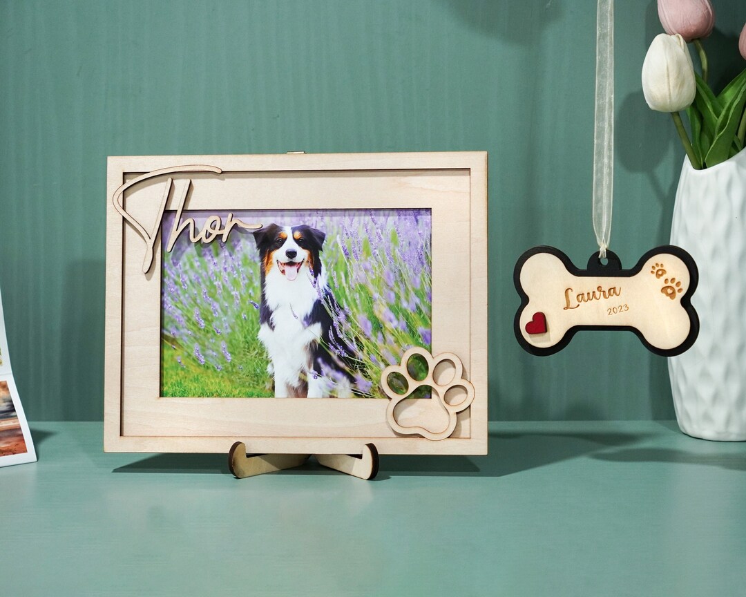 Custom Wooden Picture Frame for a Pet Lover, Dog Memorial Gift, Pet ...