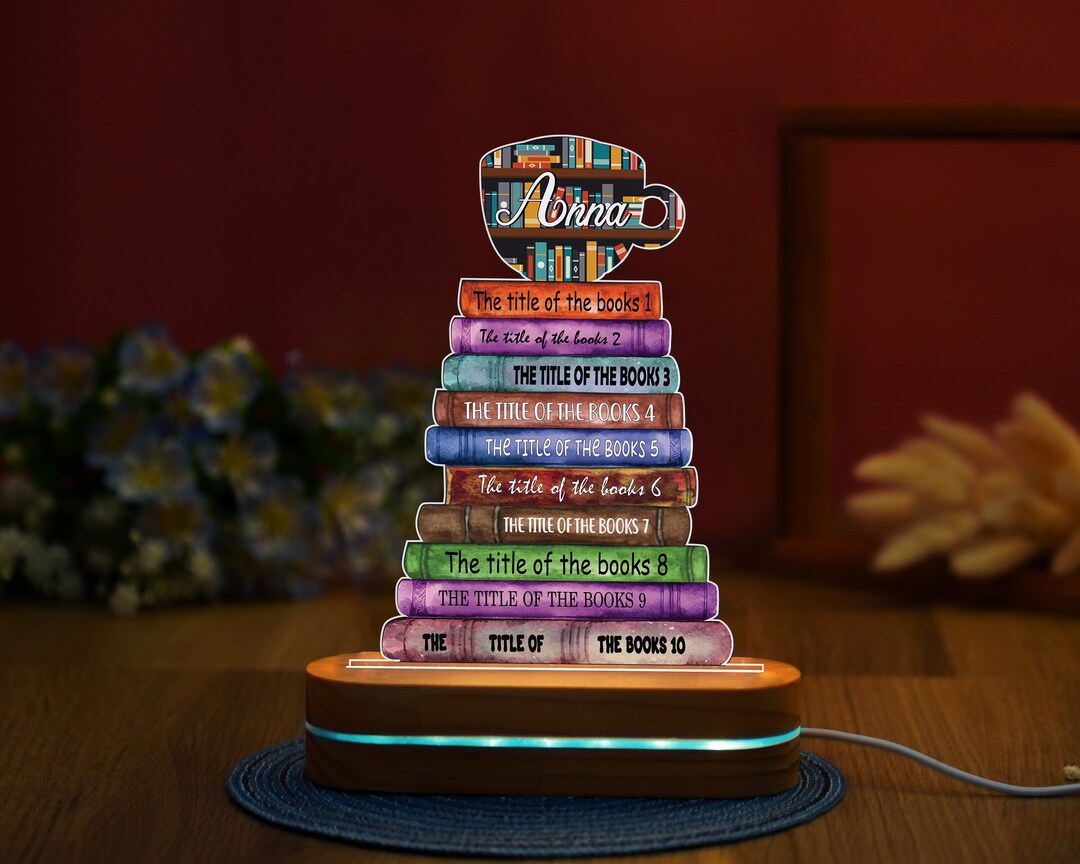 Personalized Books Title Night Light, Librarian Night Light, Books ...
