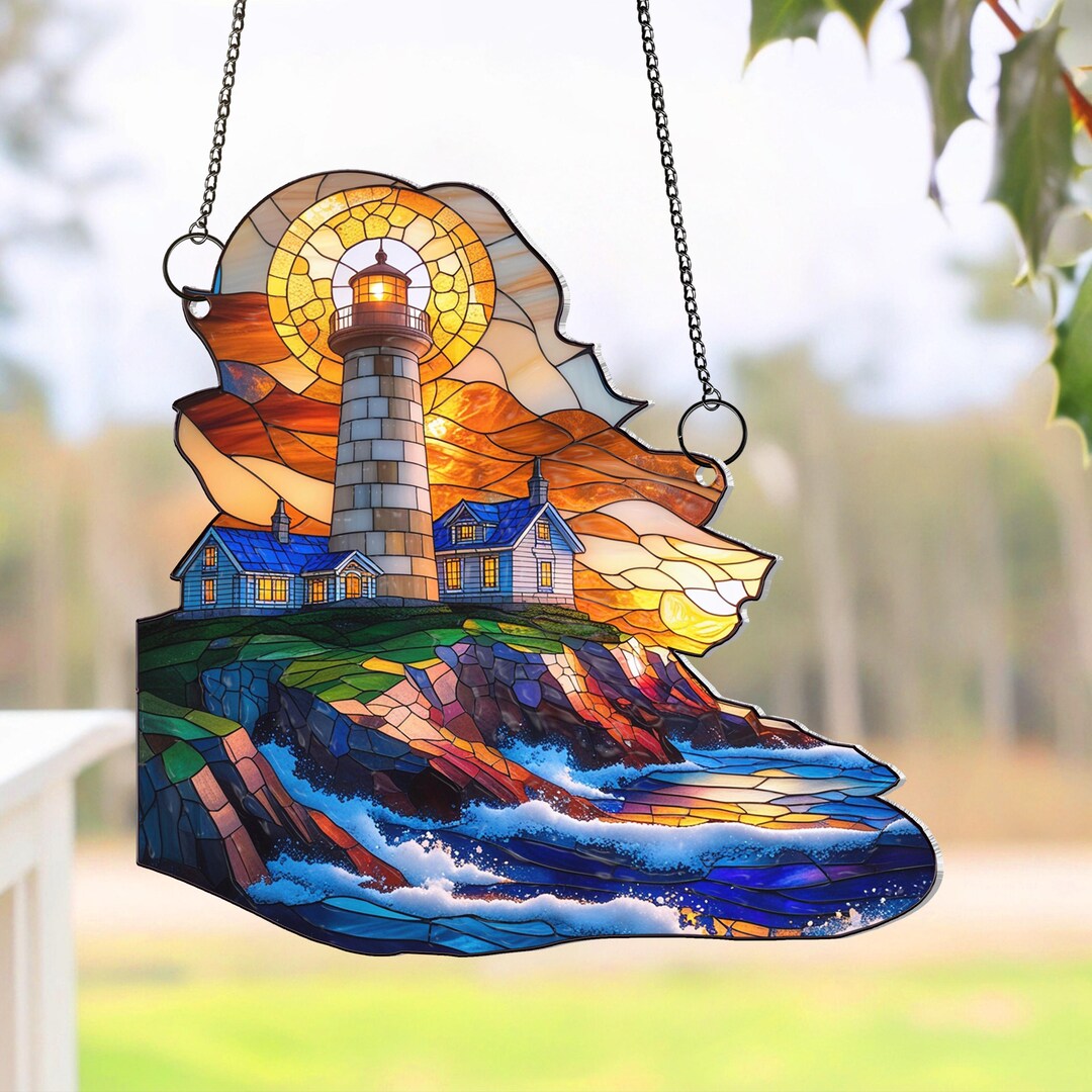 Lighthouse Suncatcher,window Hanging,light House Decor,nature Lover ...