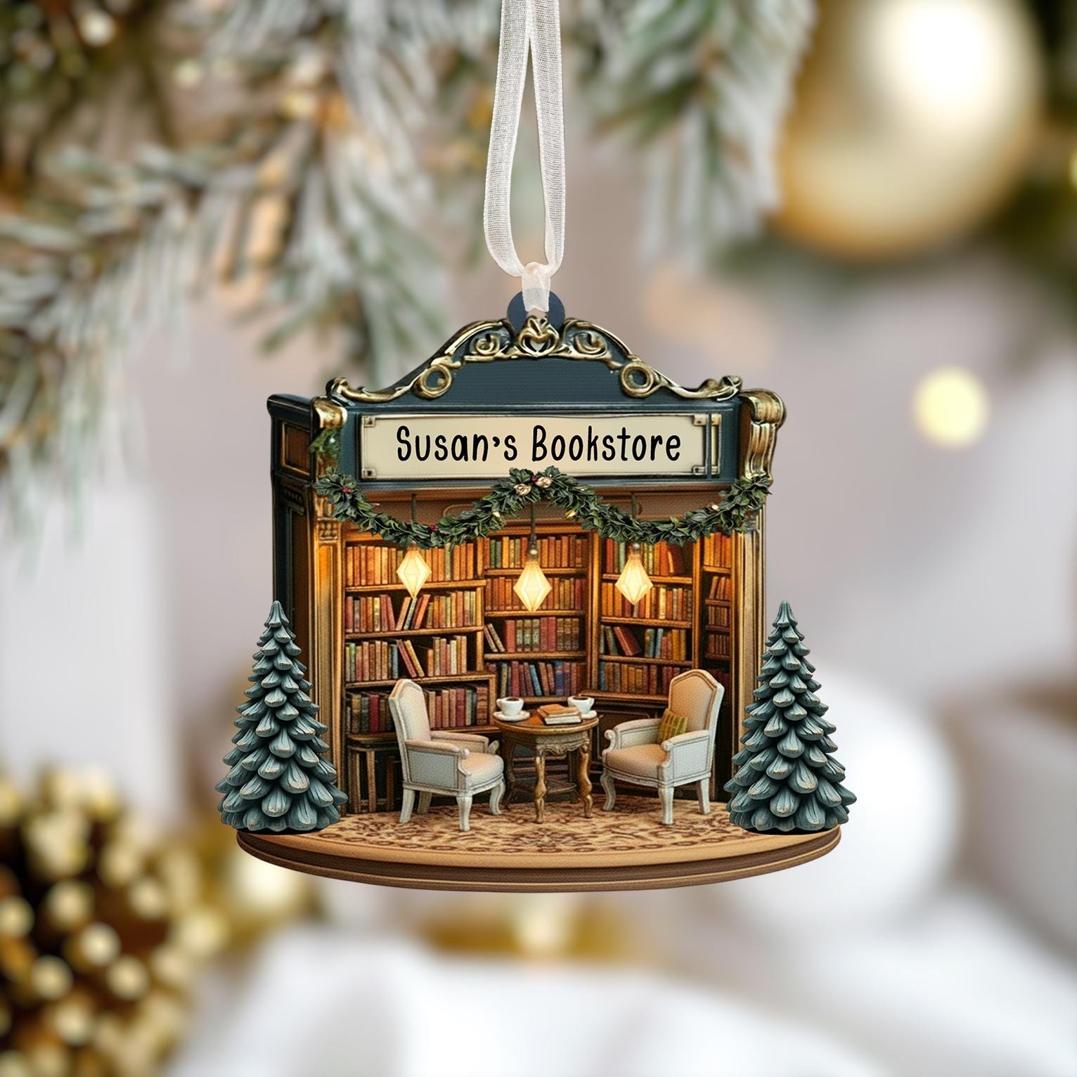 Personalized Bookstore Ornament, Bookish Gift, Christmas Ornament Gift ...