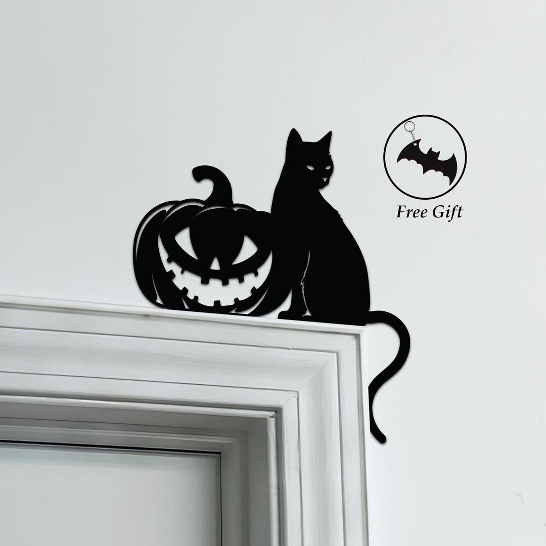 Cat Door Topper,cat Ghost Door Corner Sign,halloween Black Cat and ...