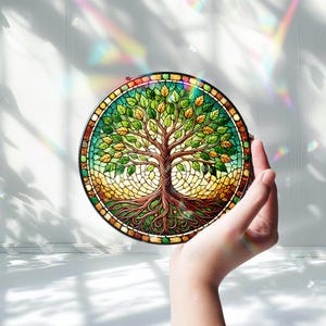 Tree of Life Stained Glass Suncatcher Handmade Wildlife Arttree of Life ...