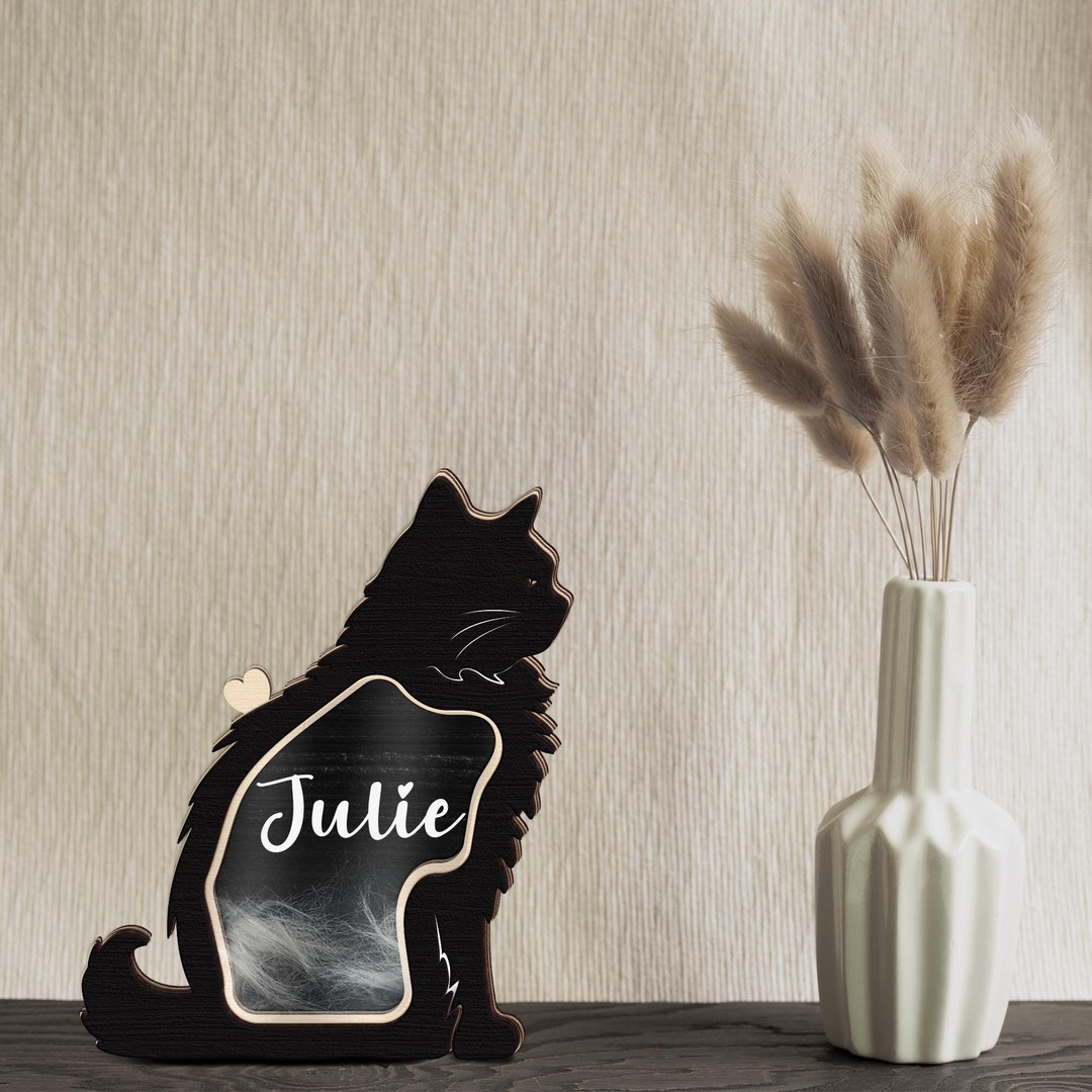 Personalised Black Cat Hair Memorial Box, Wooden Pet Fur Keepsake Pet ...