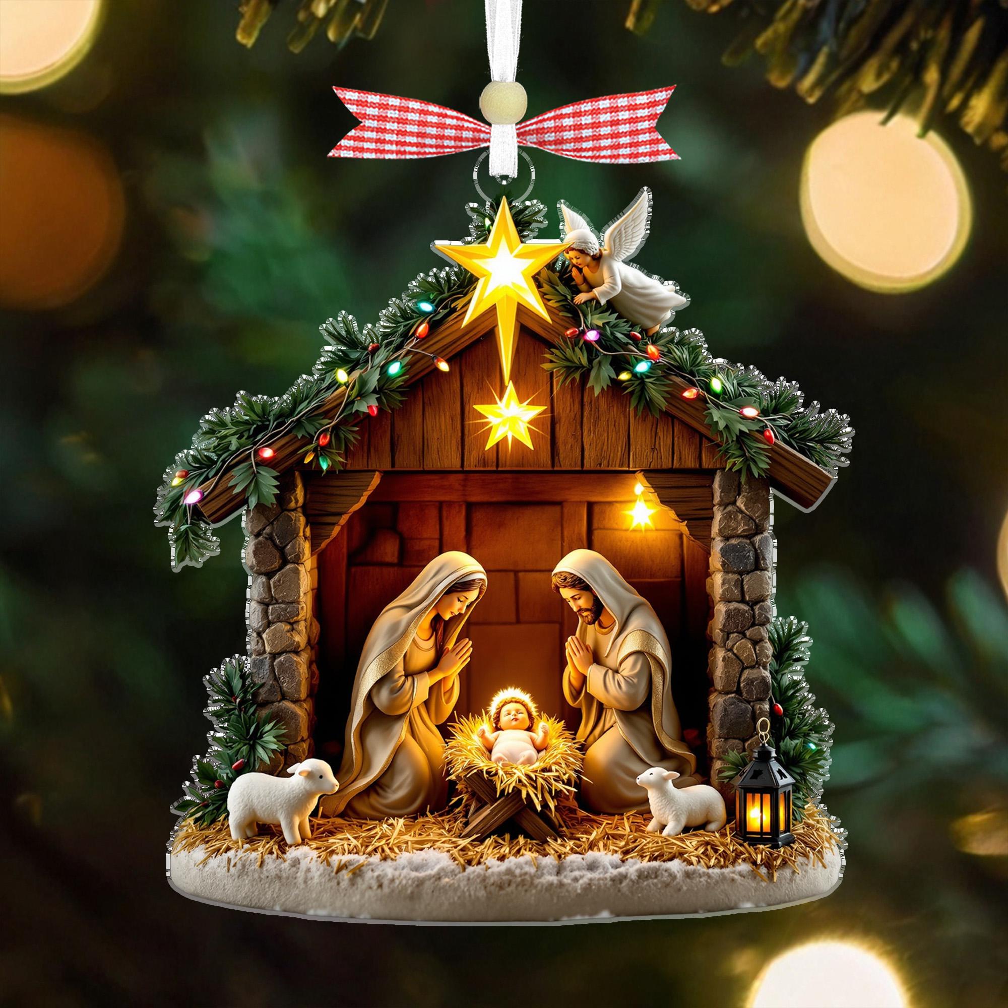 Nativity Scene Acrylic Ornament,jesus Birth Ornament,holy Family ...