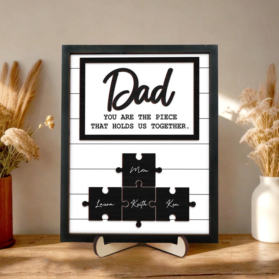Father's Day Puzzle Piece Sign With Name, Gift for Dad From Kids,best ...