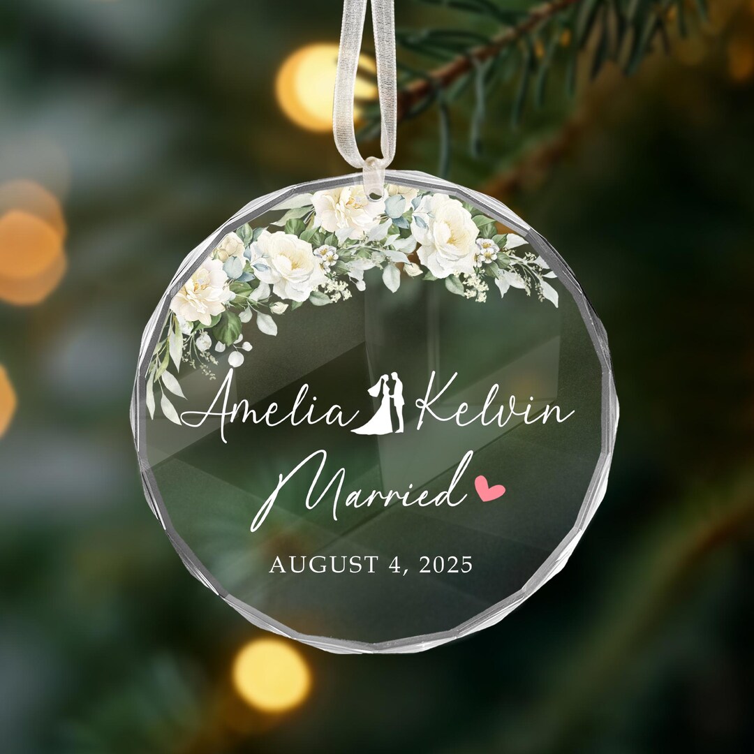 Custom Wedding Christmas Ornament, First Christmas Married Gift, Bride ...