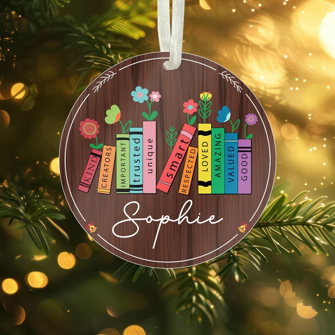 Custom Bookshelf Ornament, Custom Books Ornament, Custom Book Club Gift ...