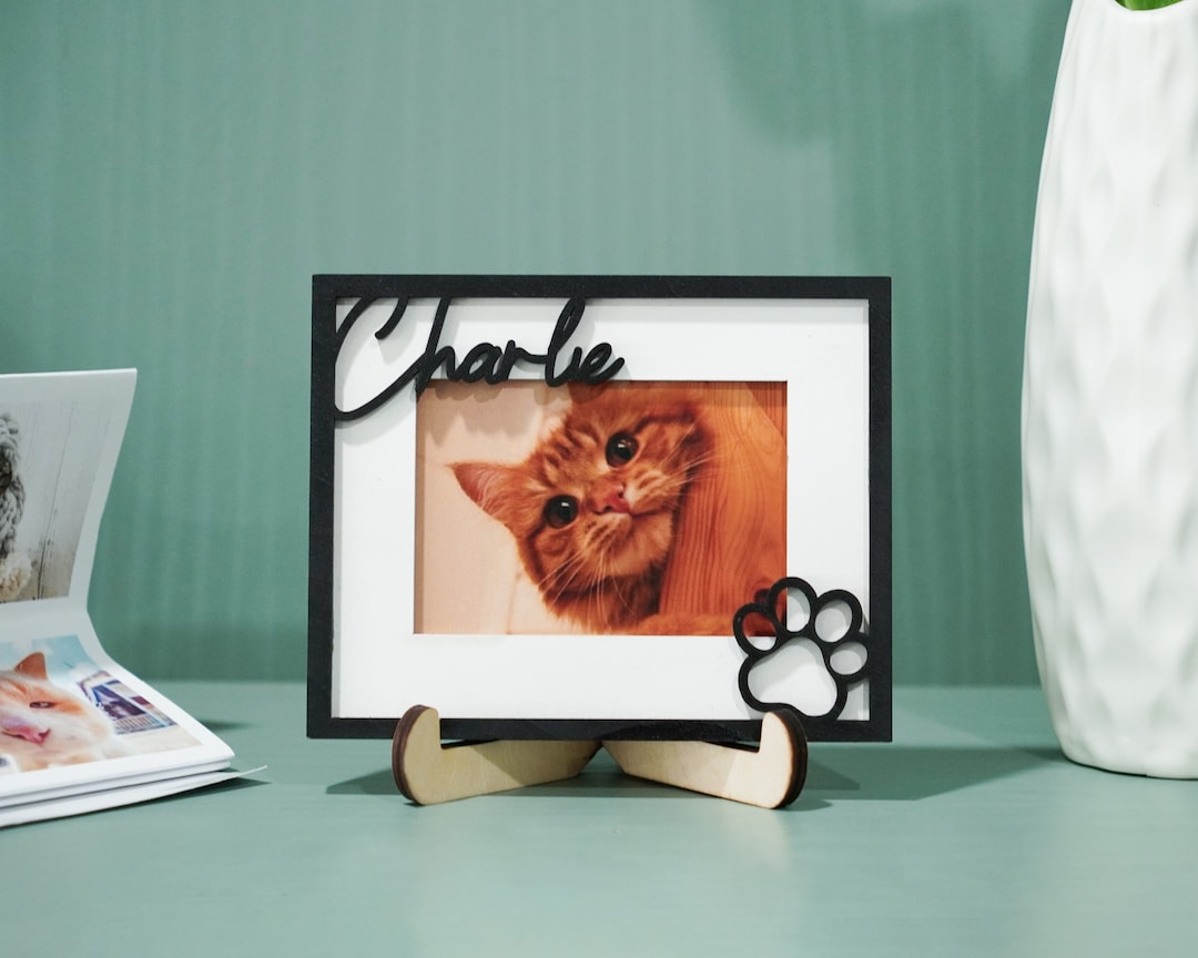 Custom Cat Name Picture Frame, Cat Frame, Gifts for Cat Lovers, Wood ...