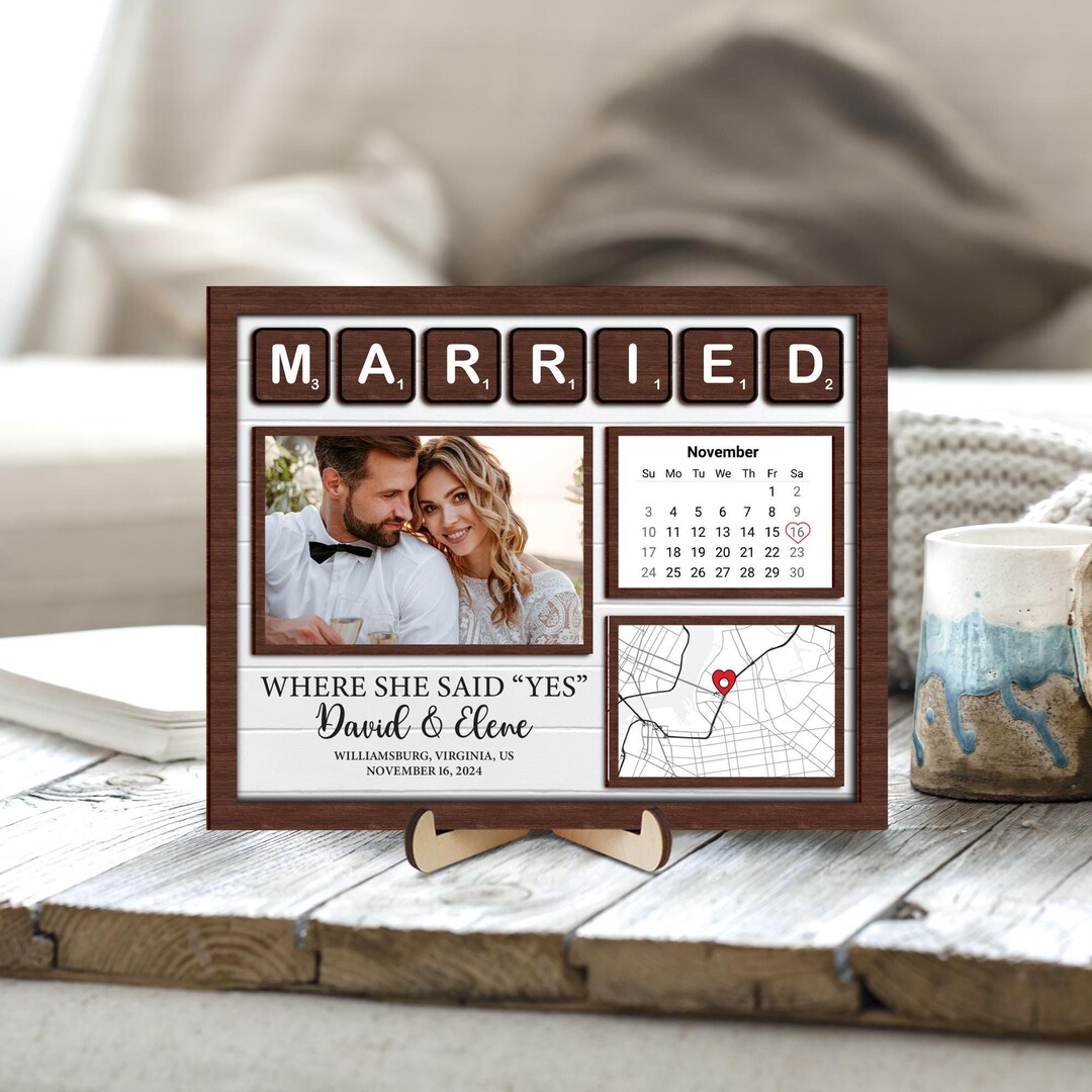 Where She Say Yes Photo Frame Valentine Couple Gift for Her Him Wedding ...