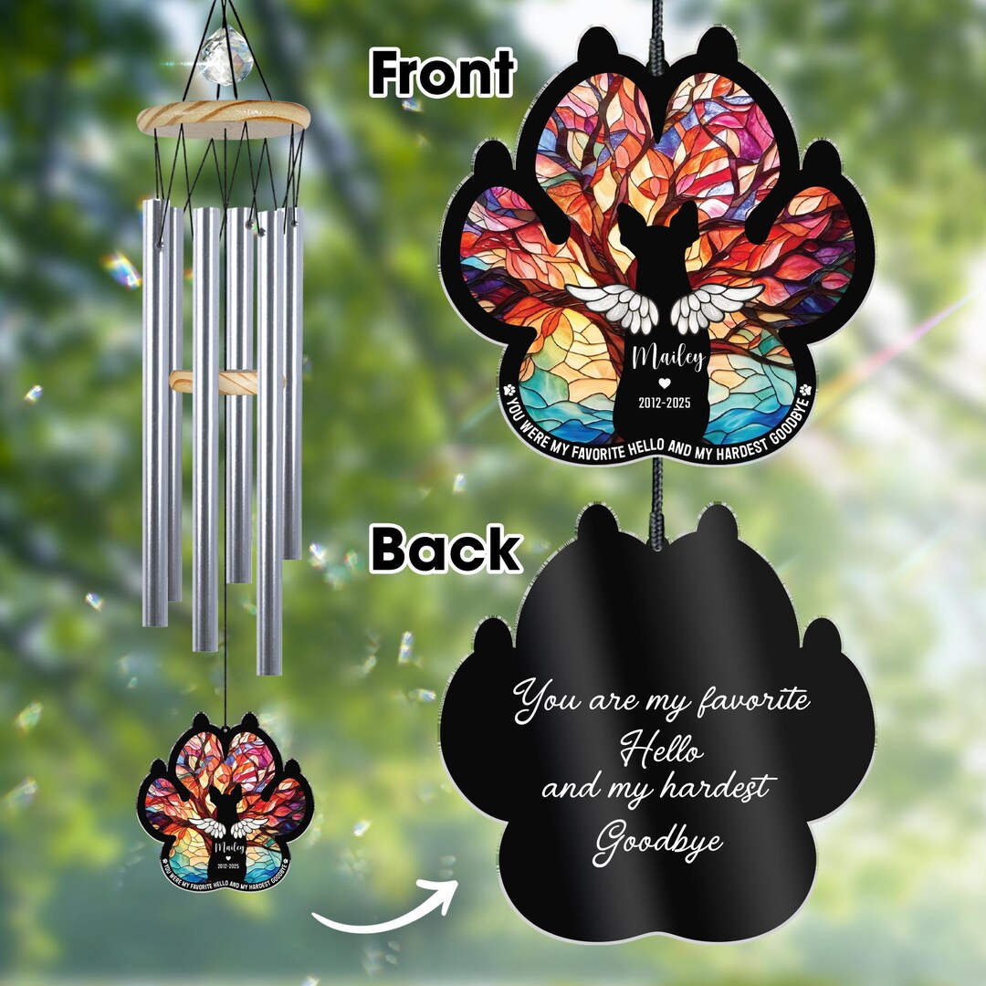 Custom Tree of Life Loss of Dog Sympathy Wind Chimes,dog Memorial Gift ...