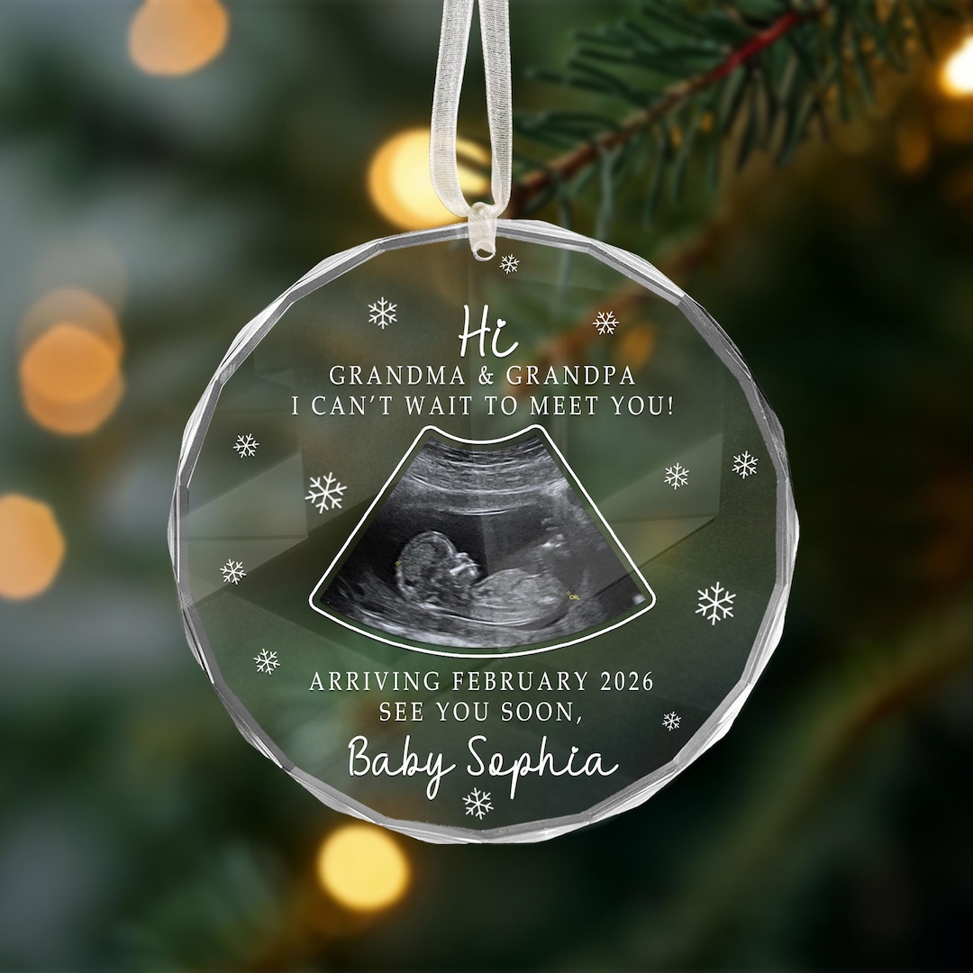Hi Grandma and Grandpa Photo Ultrasound Ornament, Personalized Bumps ...