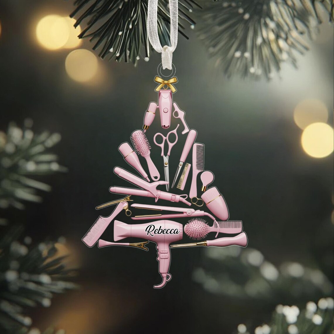 Hair Stylist Christmas Ornament, Custom Name Hairstylist Ornament ...