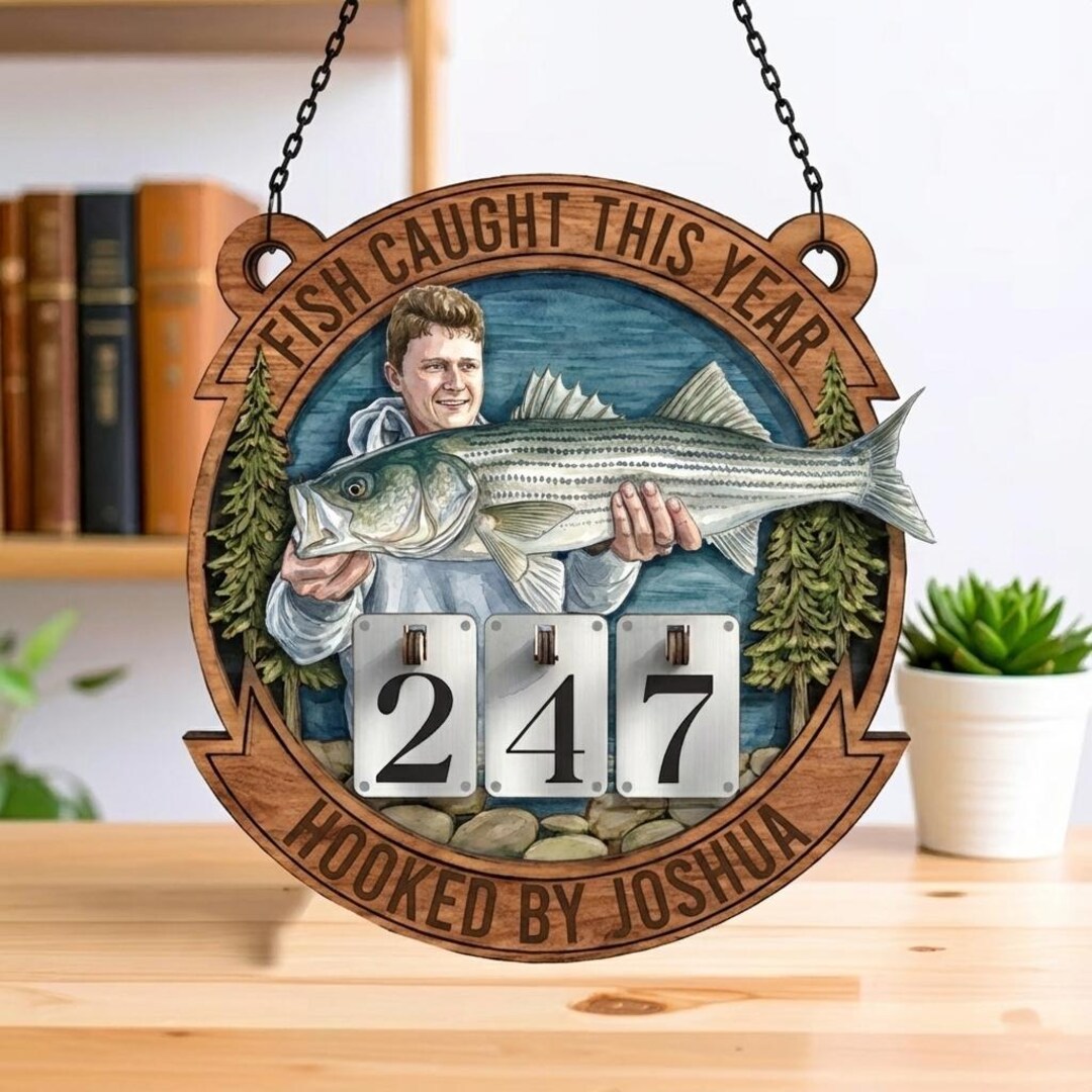 Custom Photo Fish Caught This Year Sign,personalized Name Fisher ...