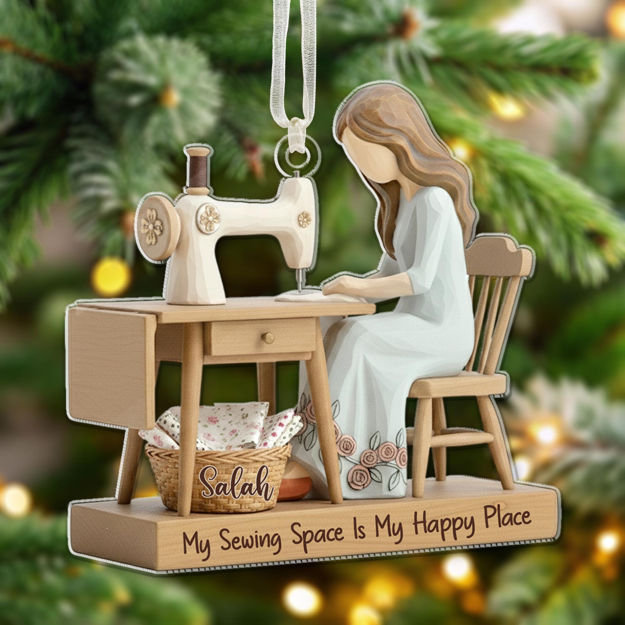 Personalized Sewing Machine Acrylic Ornament 2025, Custom Quilter ...