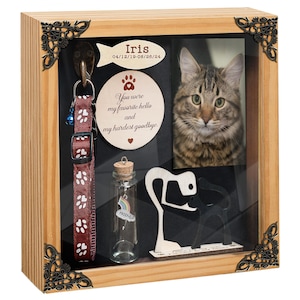 Cat Memorial Shadow Box, Cat Hair Fur Jar Pet Lover Gift With Collar ...