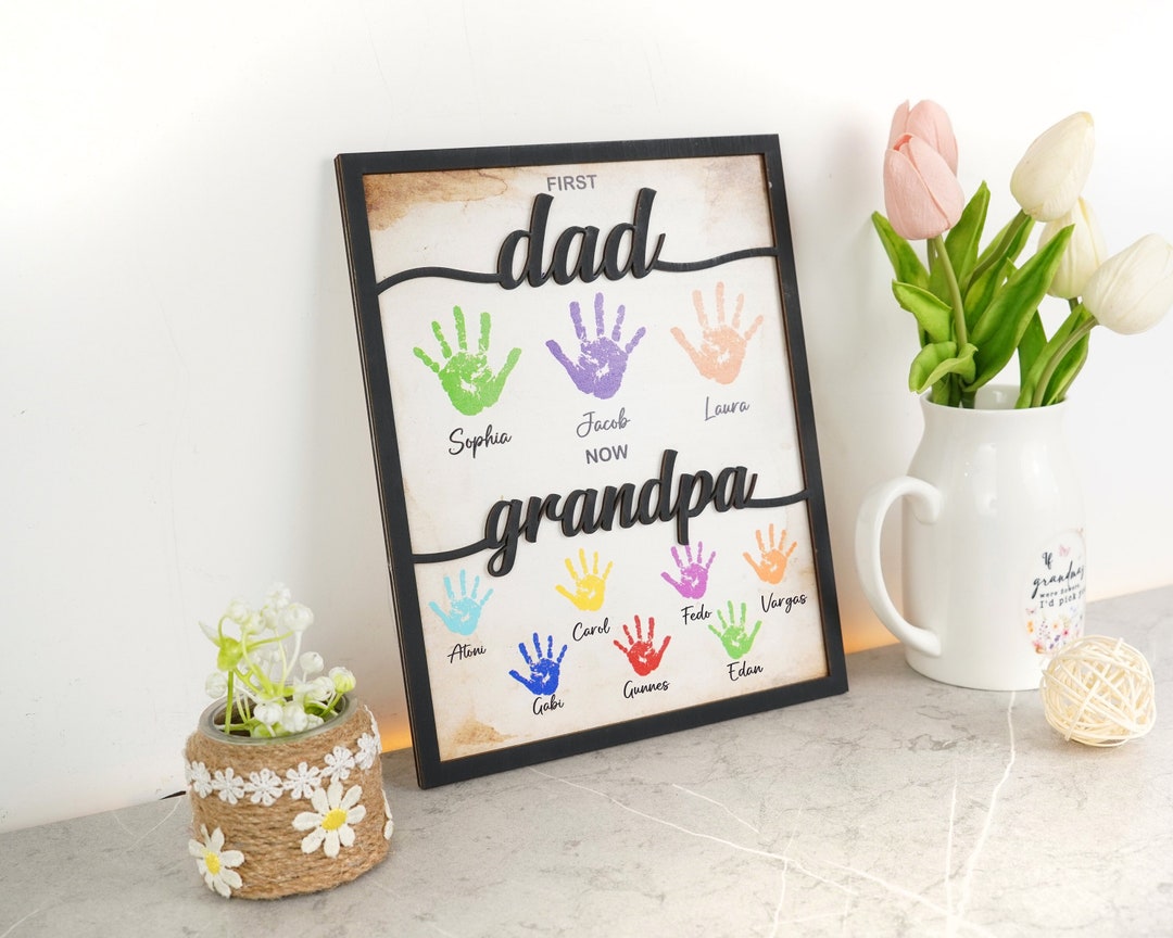 First Dad Now Grandpa, Farther's Day Gift, Personalized Dad's Sign ...