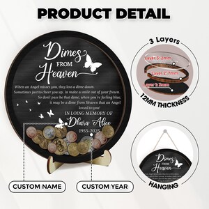 Dimes From Heaven Memorial Coin Bank Personalized, Pennies From Heaven ...