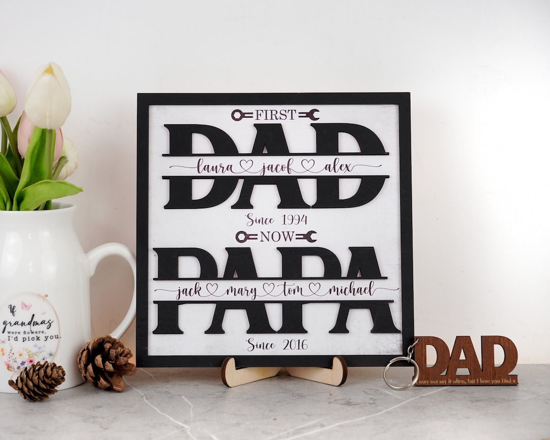 First Dad Now Grandpa Sign, Farther Gifts, Personalized Dad Sign ...