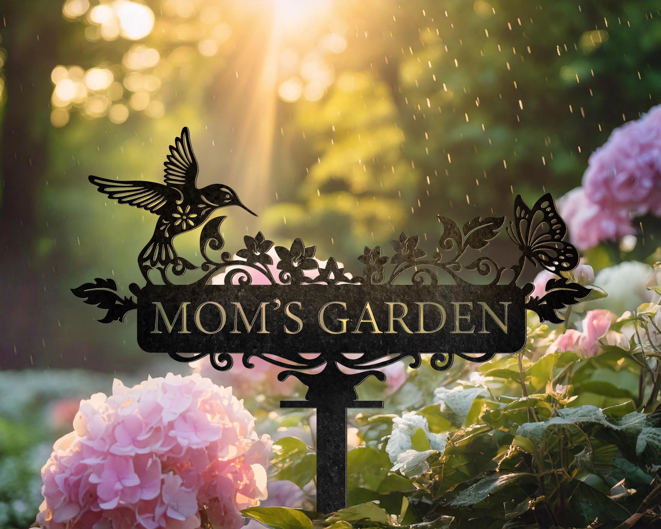 Custom Humming Bird Metal Garden Decor, Bird With Flower Garden Sign ...