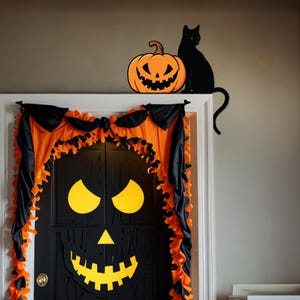Cat Door Topper,cat Ghost Door Corner Sign,halloween Black Cat and ...
