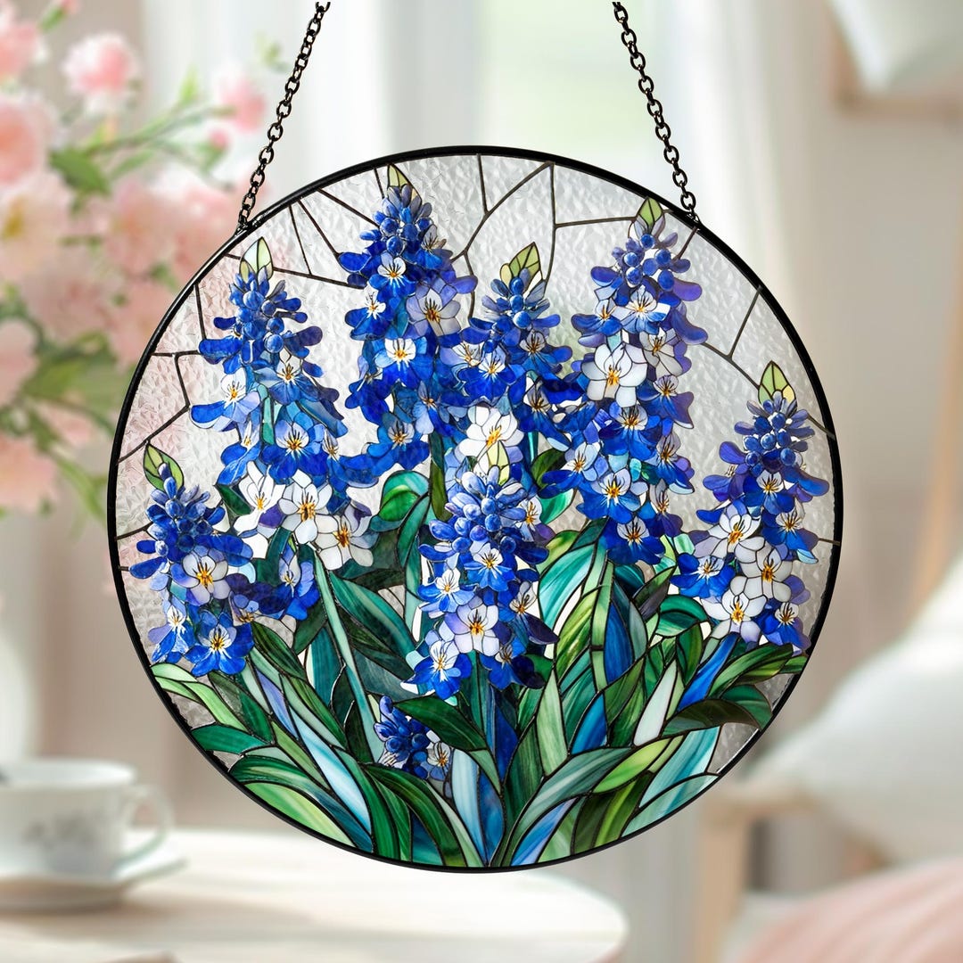Texas Bluebonnet Suncatcher, Texas State Flower, Stained Glass Window ...