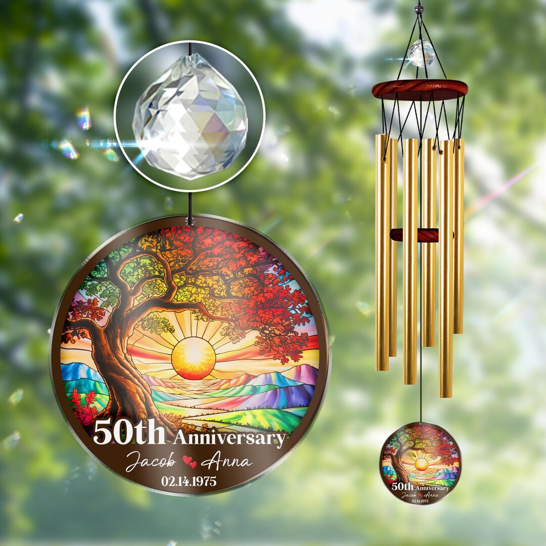 Personalized Tree of Life 50th Anniversary Wind Chimes,anniversary Gift ...