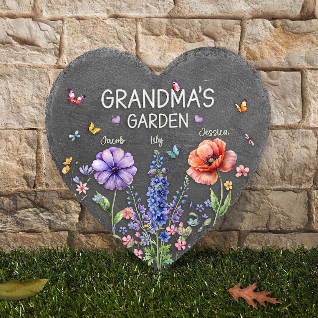 Grandma's Garden Stone, Personalized Grandma Stepping Stone Gifts for ...