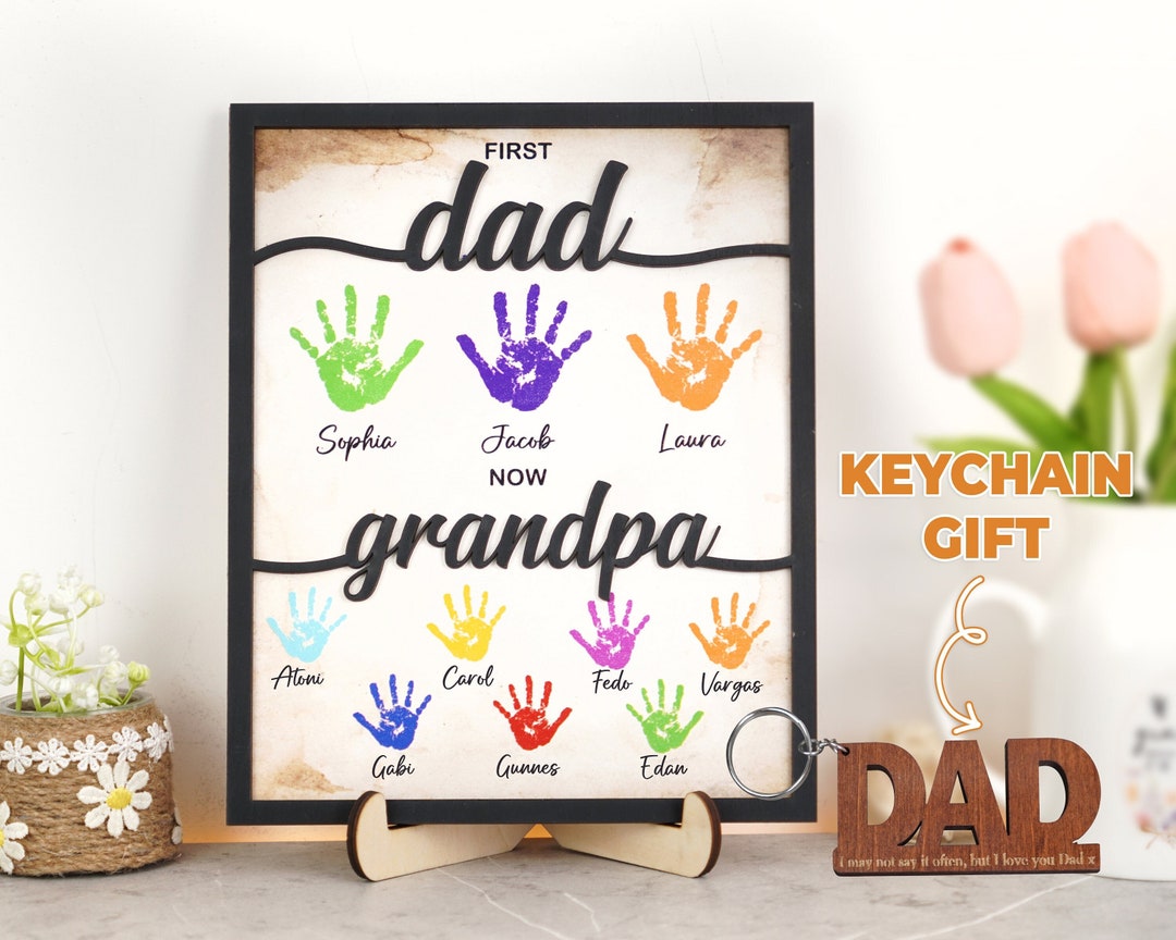 First Dad Now Grandpa - Personalized Wooden Plaque, Custom Wooden ...