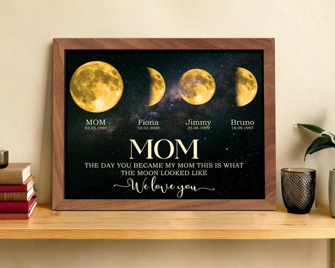 Personalized Moons Phase Frame With Kids Names, the Day You Became My ...