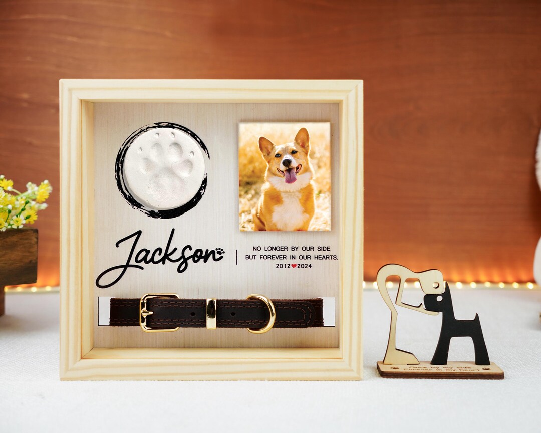 Colar Holder Frame Paw Print Keepsake Box Loss of Dog Gift Dog Loss ...