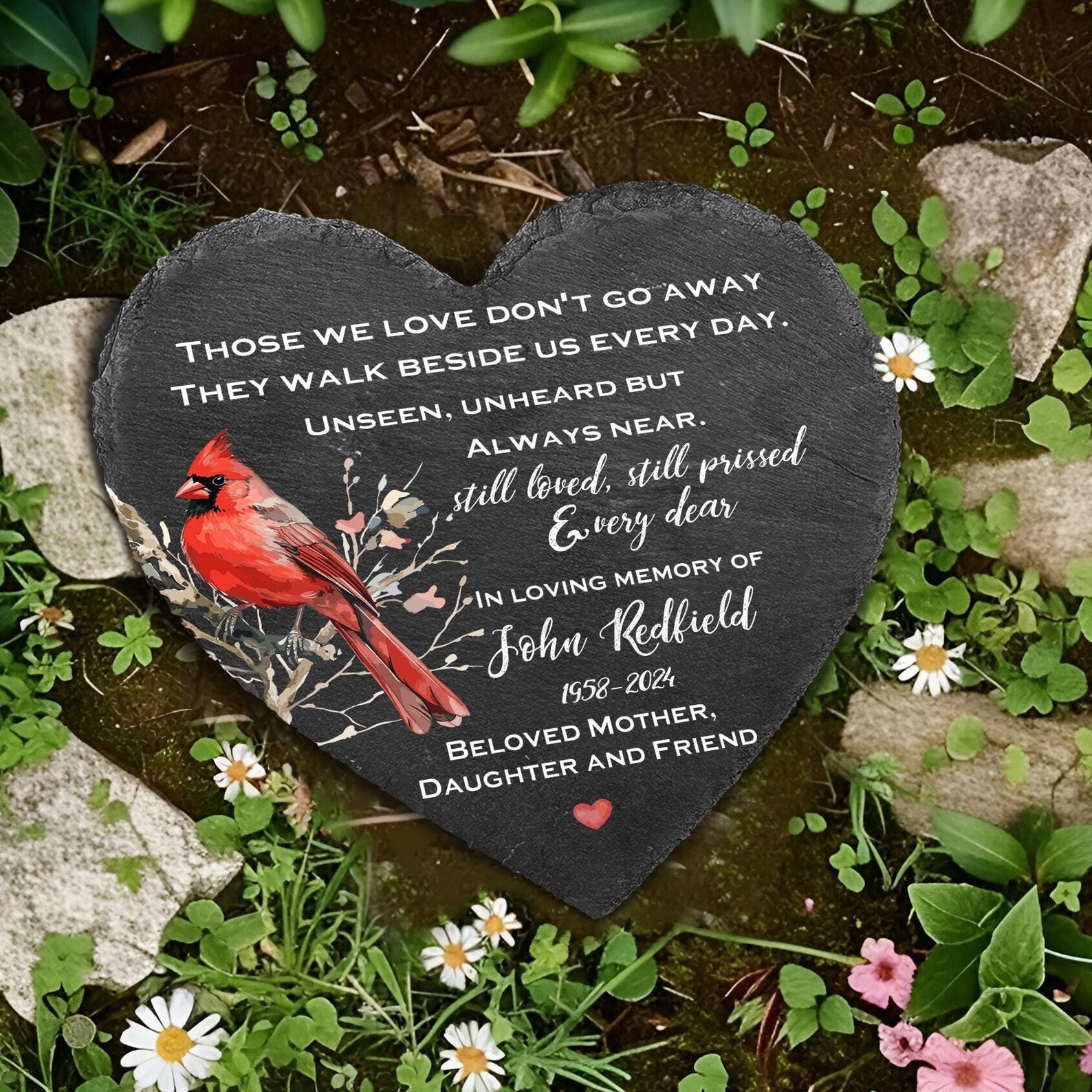 Dad Memorial Stone, Cardinal Memorial Garden Stone, Sympathy Gift for ...