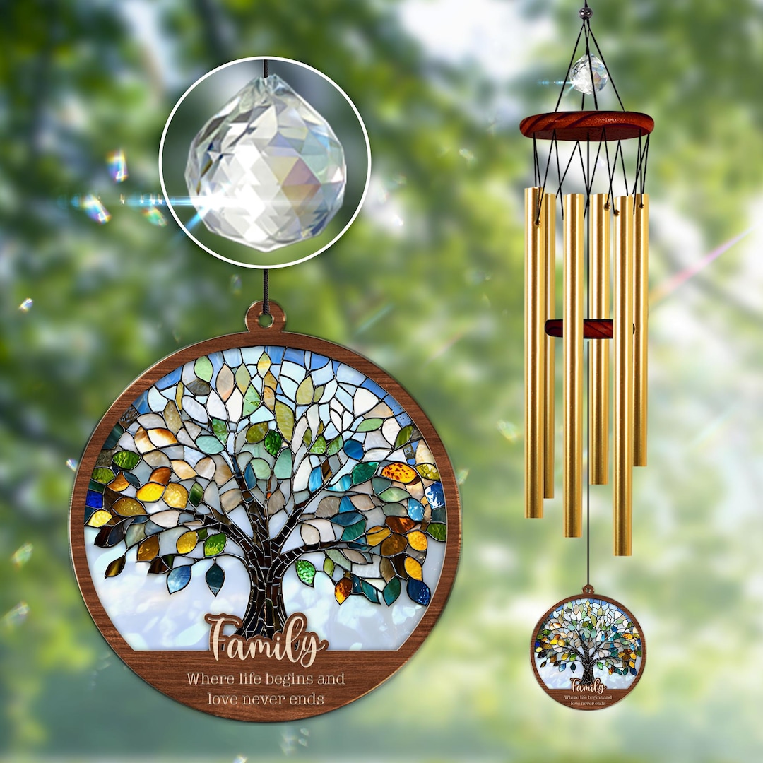 Personalized Family Wind Chimes,tree of Life Suncatcher,family Gift ...