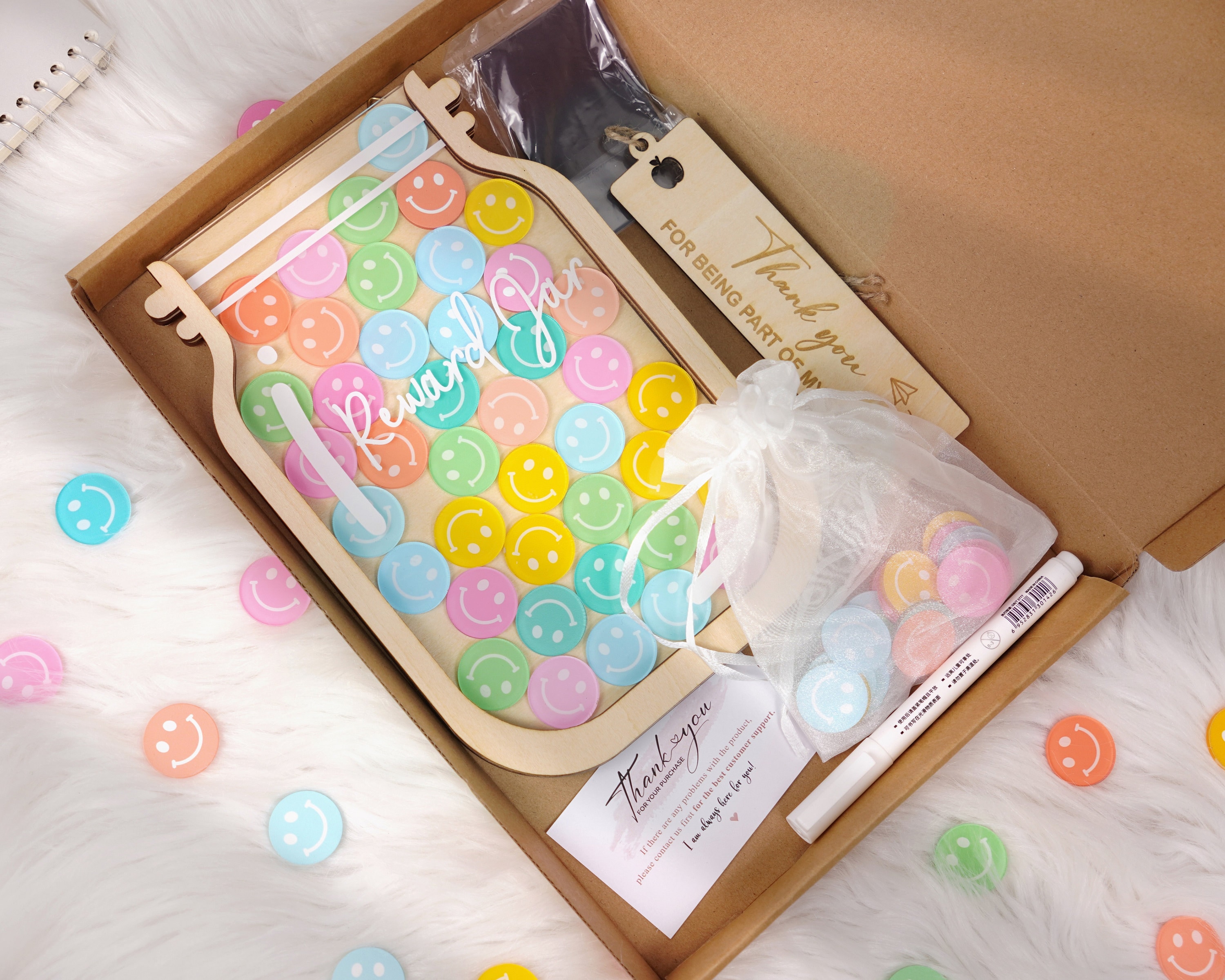 Magnet Smiley Face Reward Jar, Gift for Teacher, Colorful Classroom ...