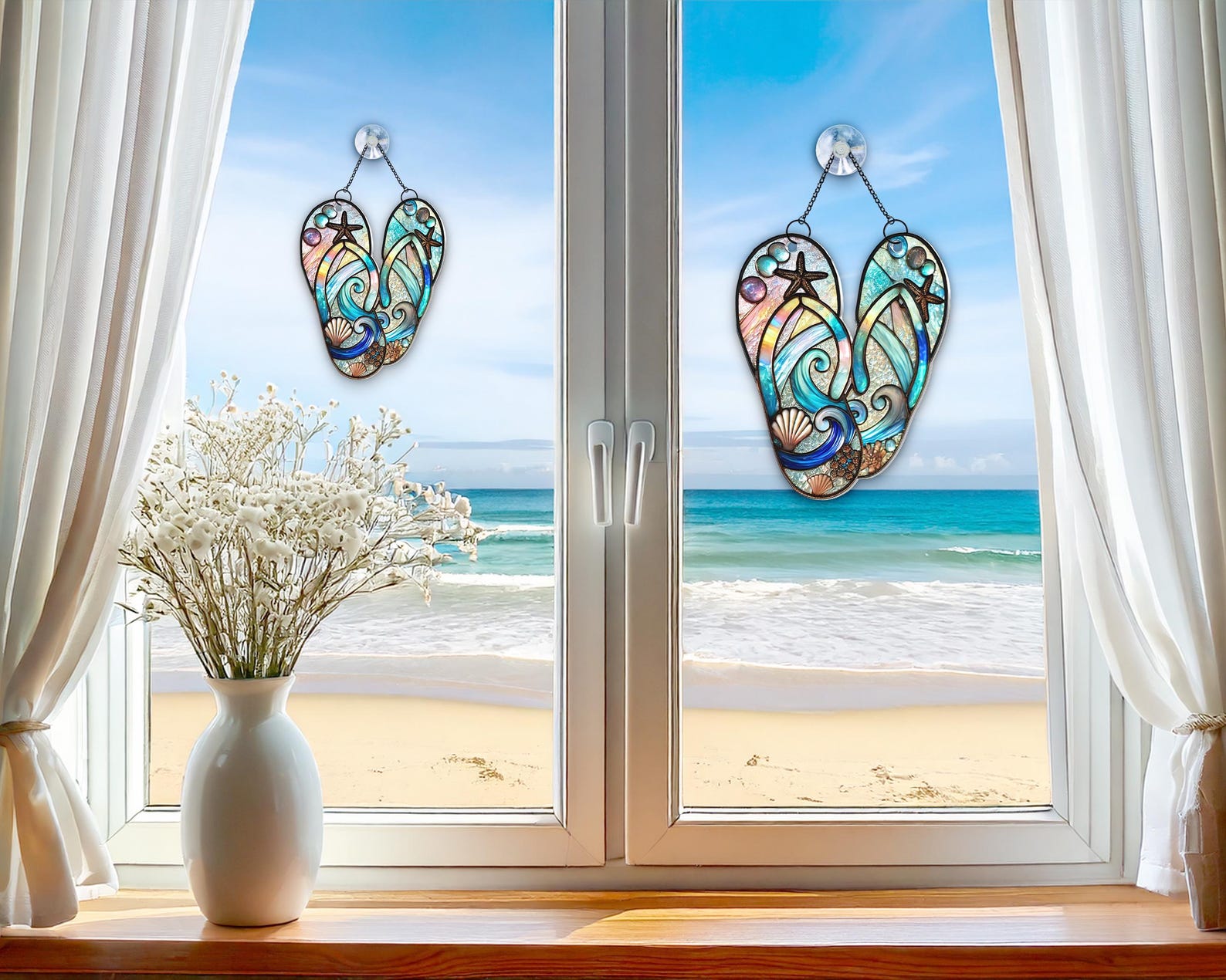 Flip Flop Suncatcher,beach Suncatcher,summer Seaside Window Decor ...