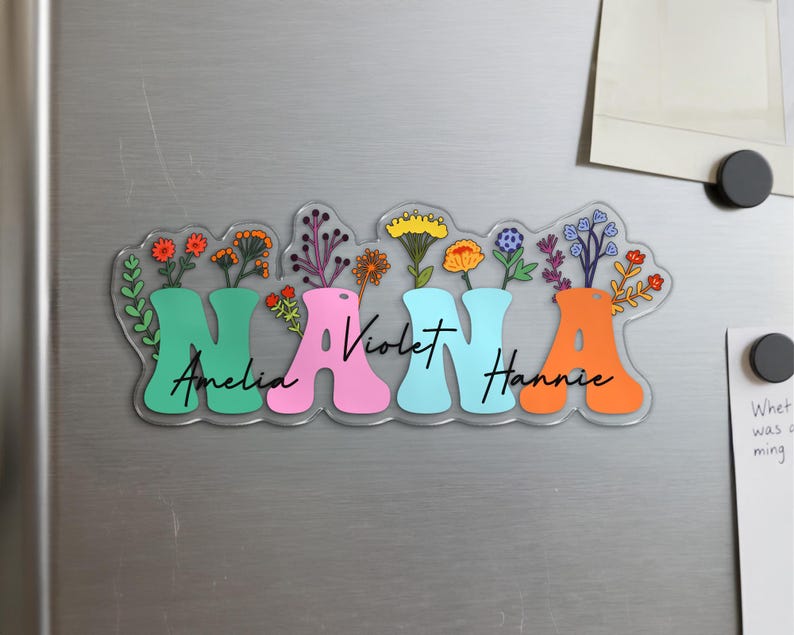 Custom Floral Magnet for Mother's Day Personalized Name Magnet for Nana ...