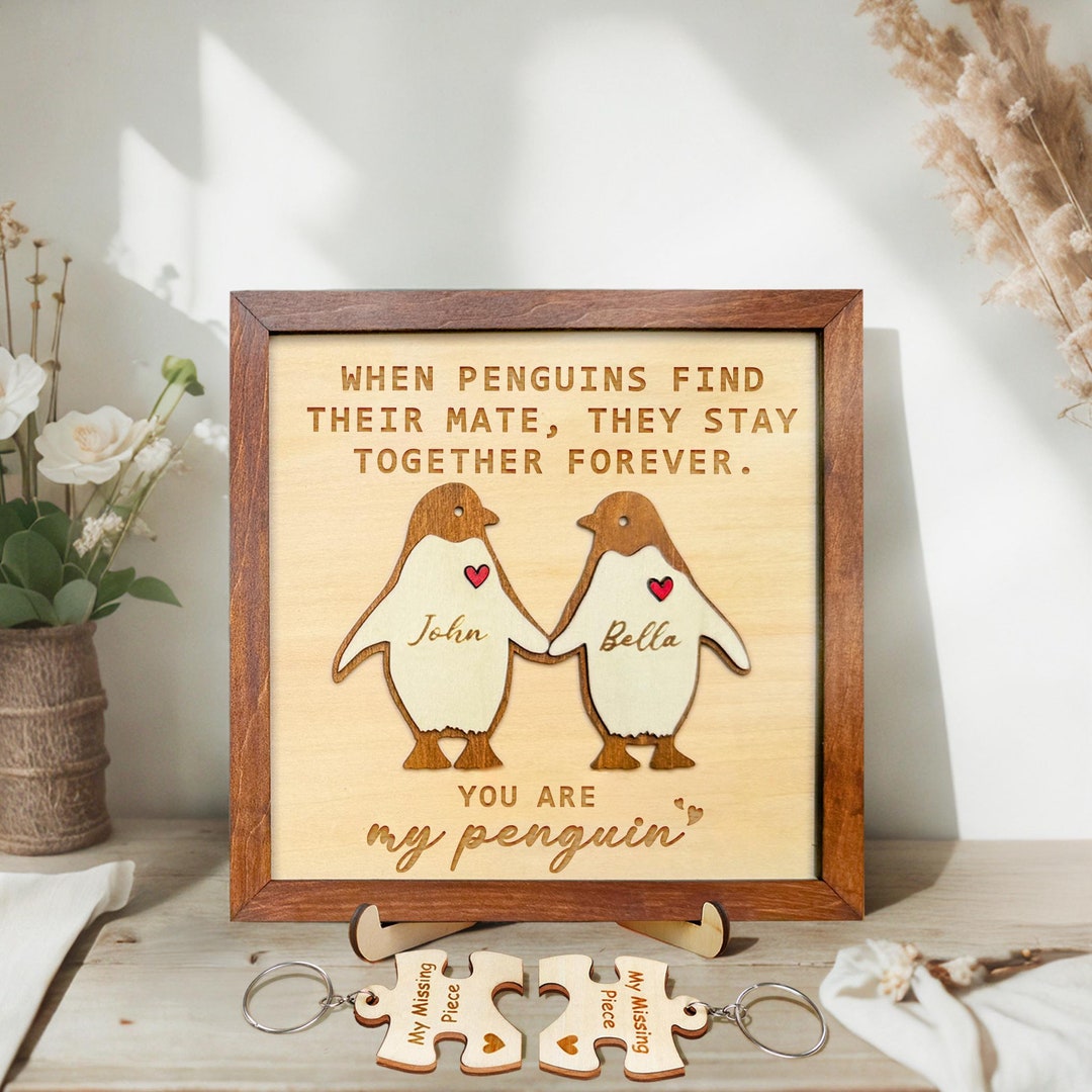 Personalized Penguin Couple Romantic, Penguin Gifts, Personalised You ...