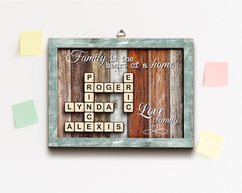 Scrabble Family Name Frame,custom Crossword Scrabble Puzzle Wooden Sign ...