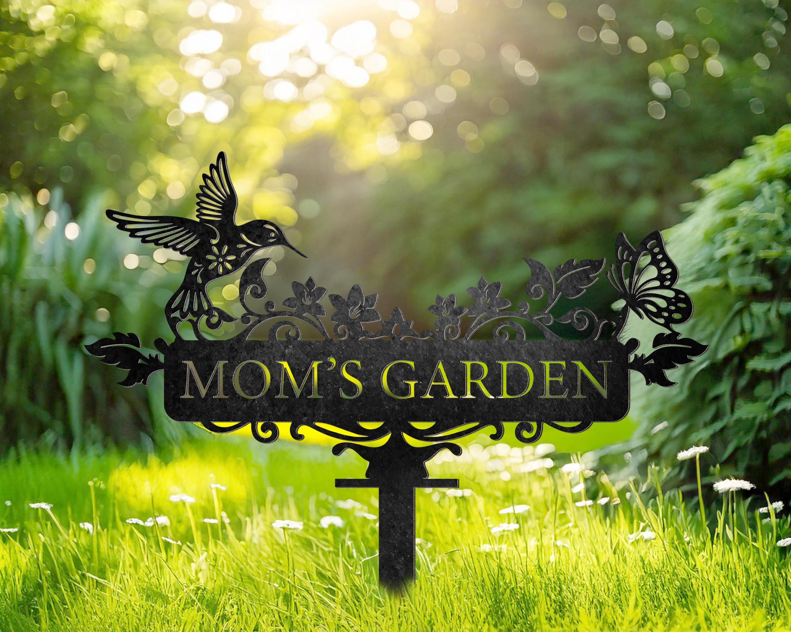 Custom Humming Bird Metal Garden Decor, Bird With Flower Garden Sign ...