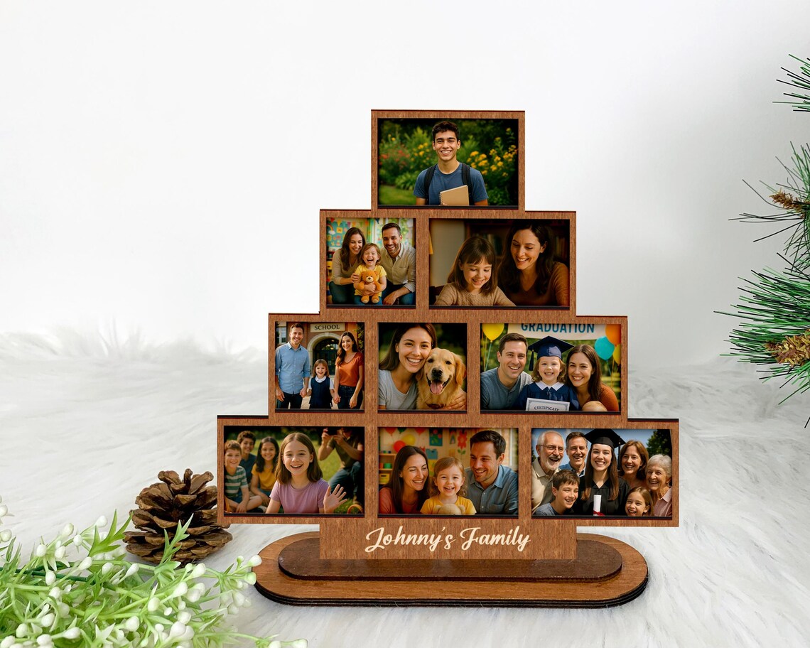 Custom Wood Photo Collage Frame,stackable Wood Photo Sign,family ...