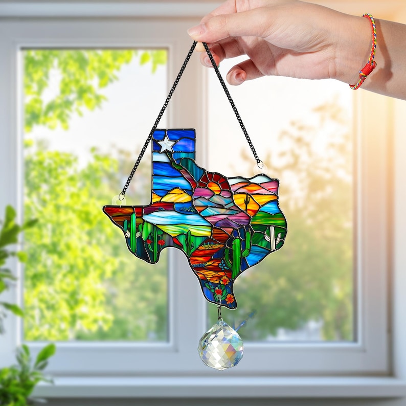 Texas Map Acrylic Suncatcher Window Hanging,northern Mockingbird and ...