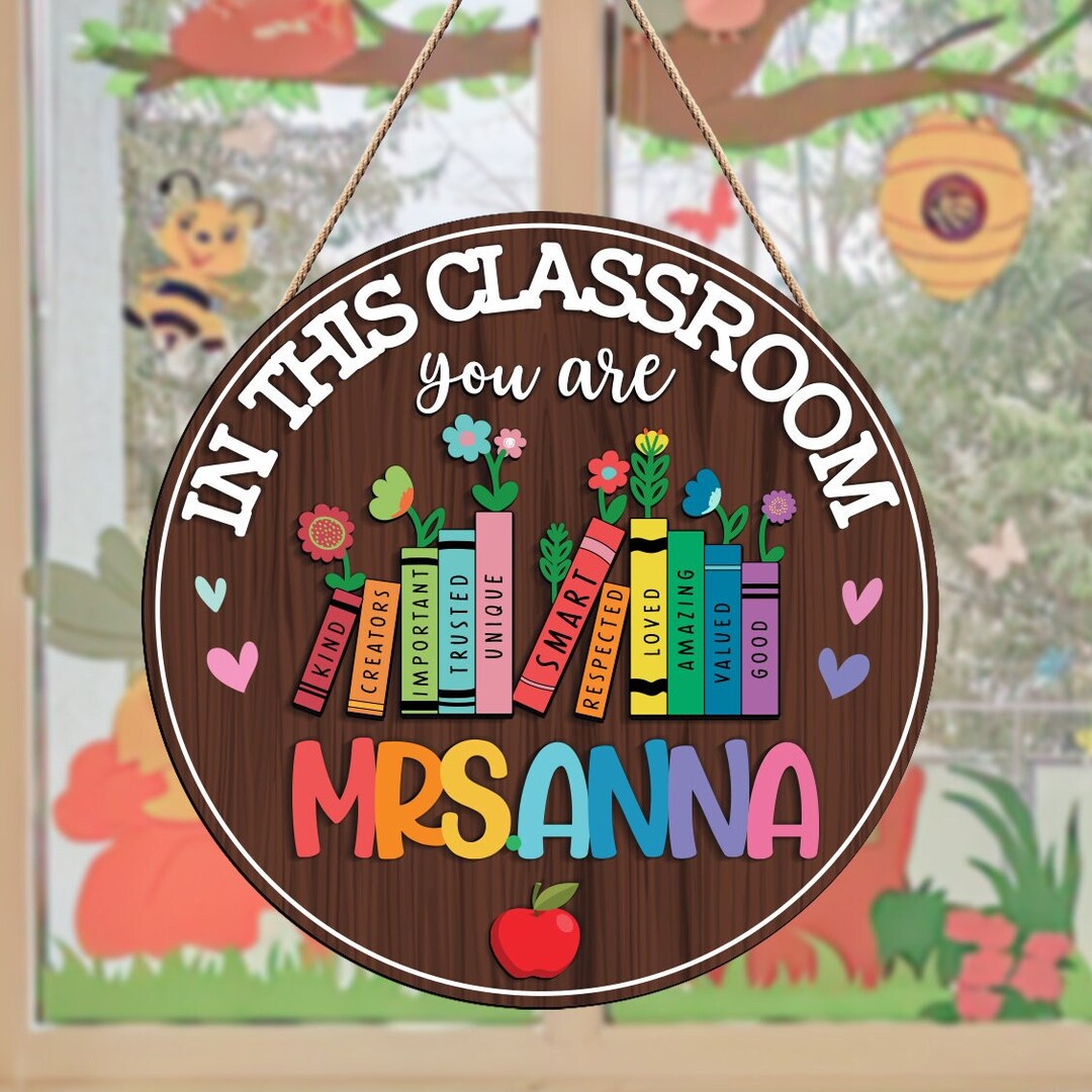 Personalized Classroom Wooden Sign, Teacher Door Sign, Teacher ...