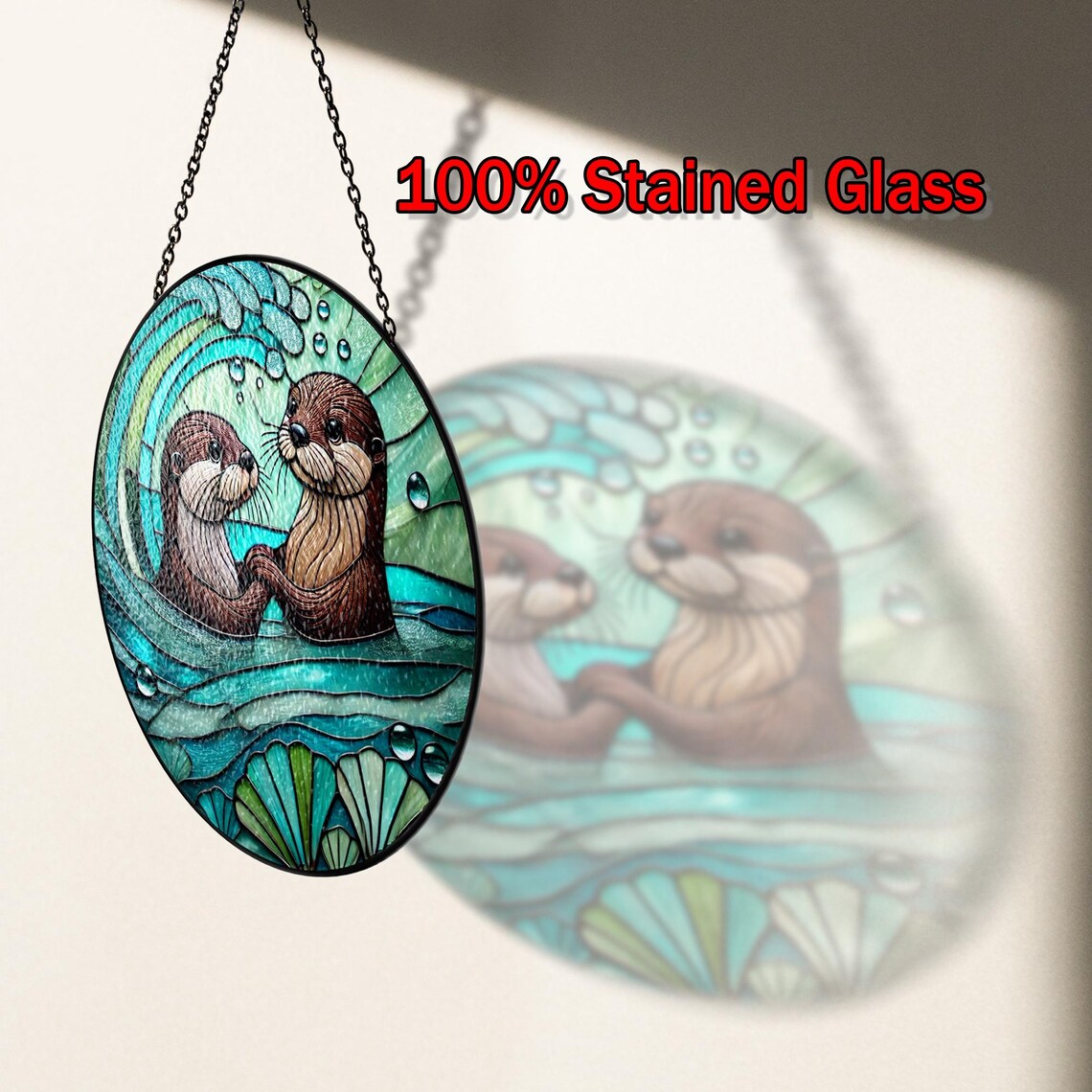 Otter Couple Stained Glass Otter Lover Gift Love Suncatcher Gifts for ...