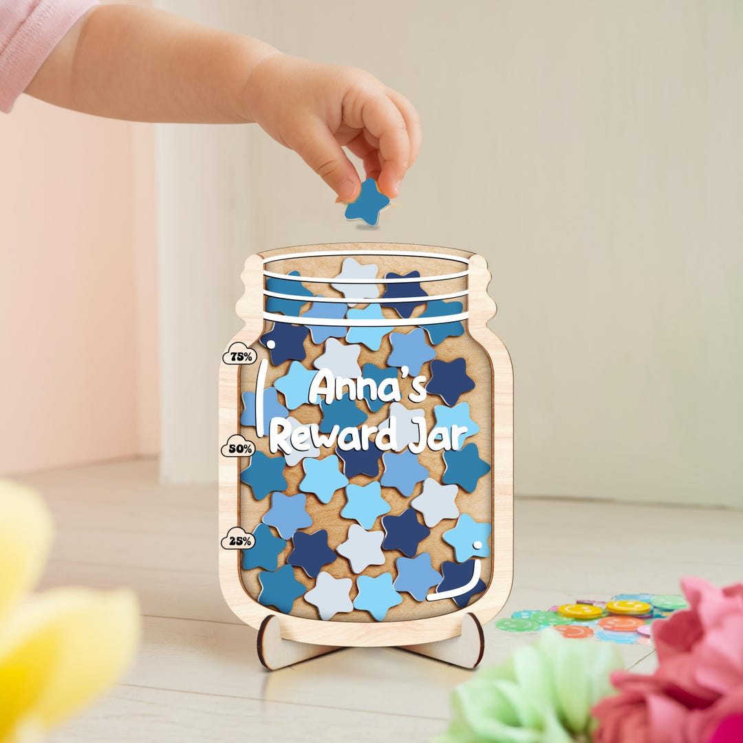 Custom Star Reward Jar With Tokens, Kids Reward Jar Classroom Decor ...